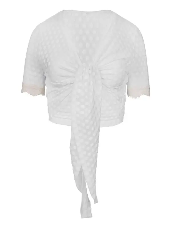 OH!ZUZA NIGHT&DAY Polka Dot Wrap Bolero - White