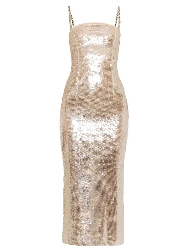 NISSA Sequin-embellished Midi Dress - White
