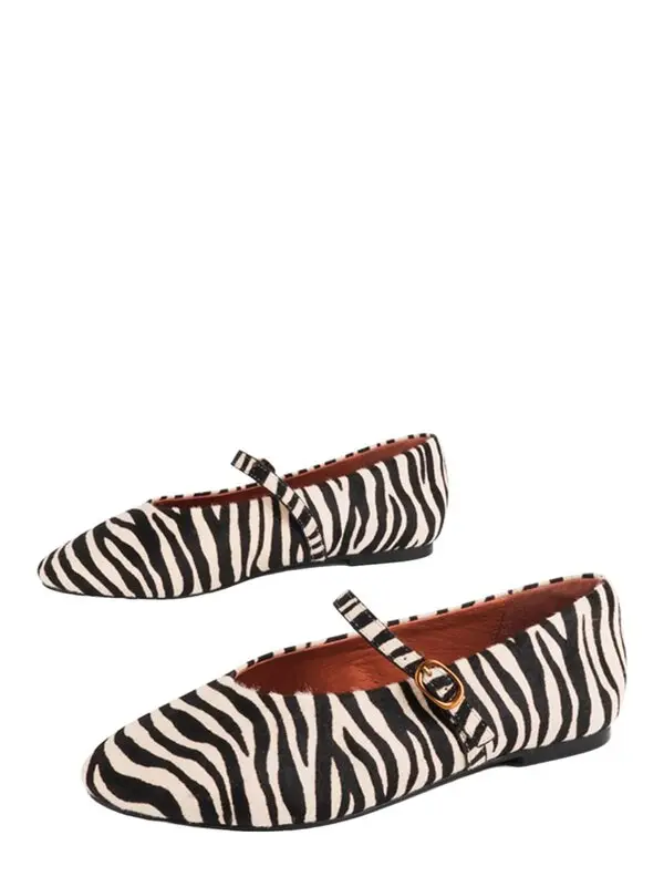 Intentionally Blank Larisa Calf Hair Mary Jane Flat - Black