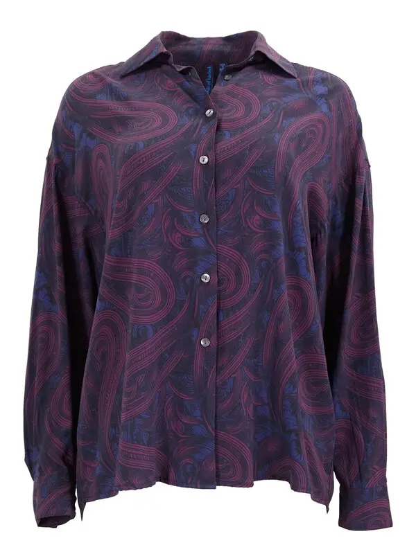 LORDS OF HARLECH Sophie Silk Oversized Shirt - Purple