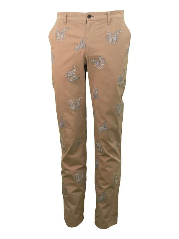 LORDS OF HARLECH Charles Embroidered Paisley Pant - Brown