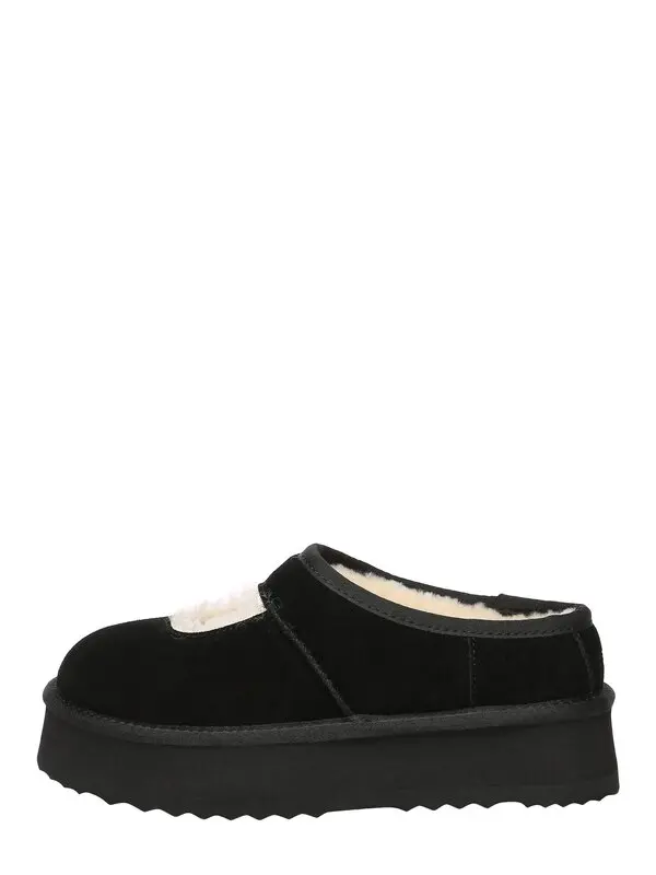 EVERAU AUSTRALIA Plumed Ankle Mary Jane Slippers - Black