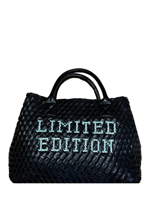 LILLY LOVES Limited Edition Stitched Vegan Leather Shoulder Bag - Black
