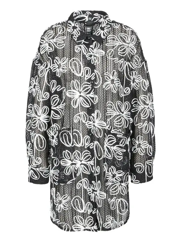 FREAKY NATION Flower Mesh Long Jacket - Black