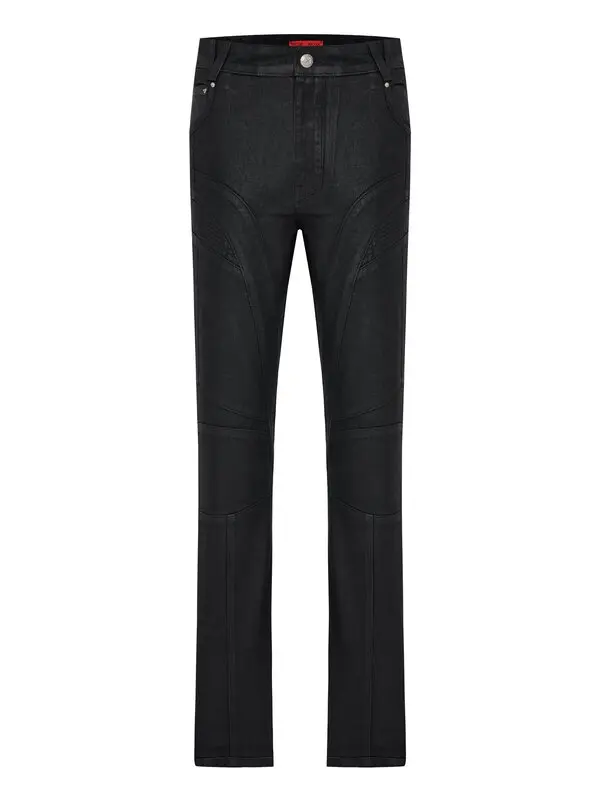 PCFG Coated Straight Leg Denim Pants - Black
