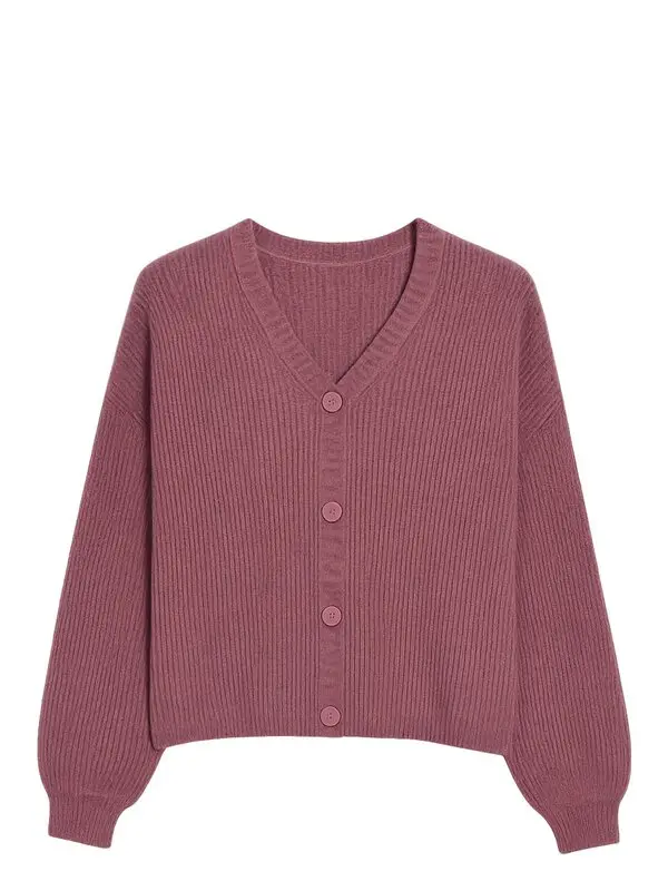 YUMI Marl Knit Button-up Cardigan - Purple
