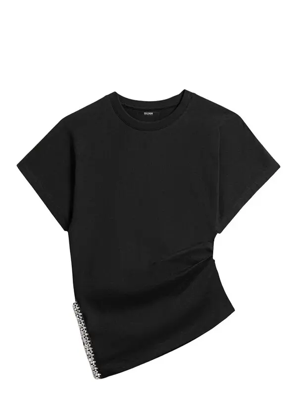 NOCTURNE Embellished Asymmetric T-shirt - Black