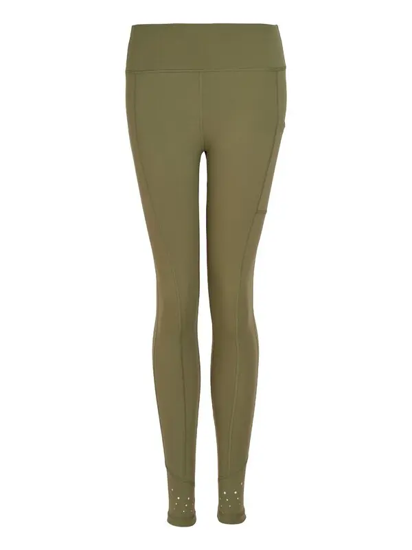 PERKY PEACH High Rise Laser 7/8 Khaki Legging - Green