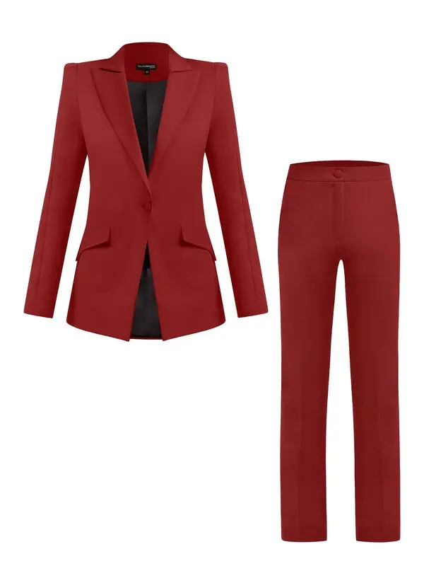 TIA DORRAINE Illusion Classic Tailored Suit - Red