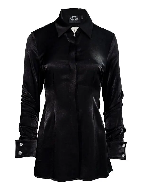VAZAF Satin-touch Shirt With Necklace - Black