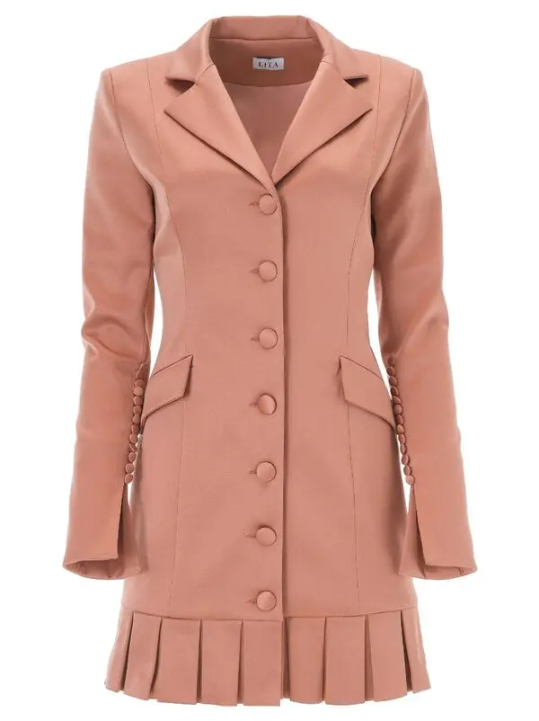 LITA COUTURE Satin Mini Dress With Pleats And Buttons - Rose Gold