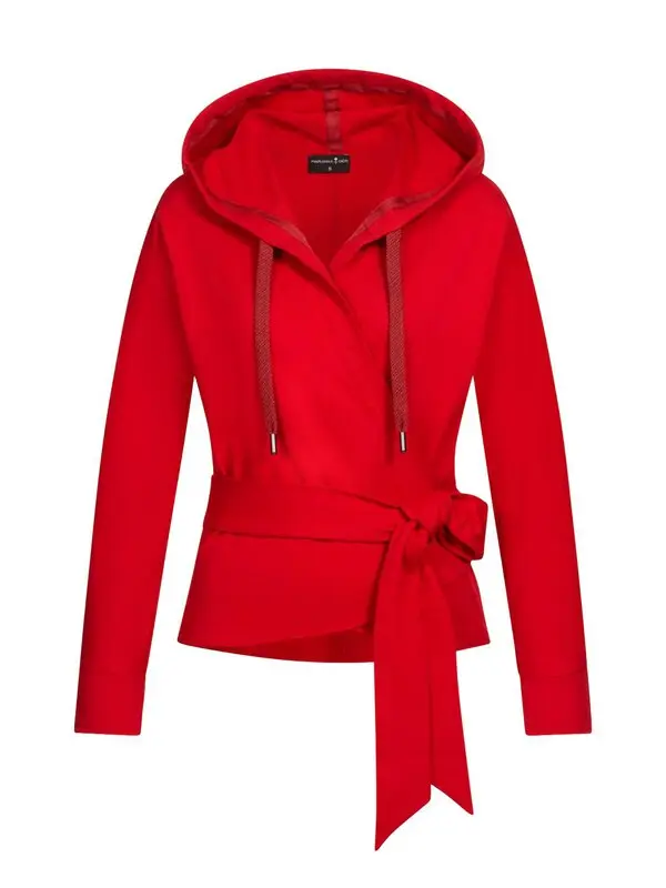 MARIANNA DÉRI Cotton Jersey Wrap Hoodie - Red