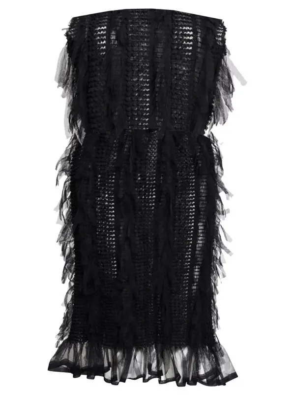 SARAH REGENSBURGER Fringe Tube Dress - Black