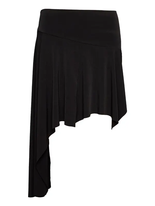 LOVE AND NOSTALGIA Asymmetrical High-stretch Crepe Knit Skirt - Black