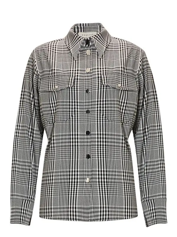 EXQUISE Hayley Long Sleeve Shirt - Black/white