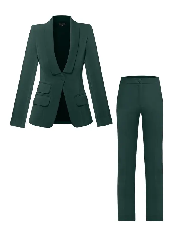 TIA DORRAINE Tailored Blazer And Trousers Suit - Green