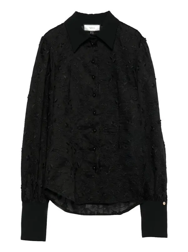 NISSA Embroidered Lyocell Shirt - Black