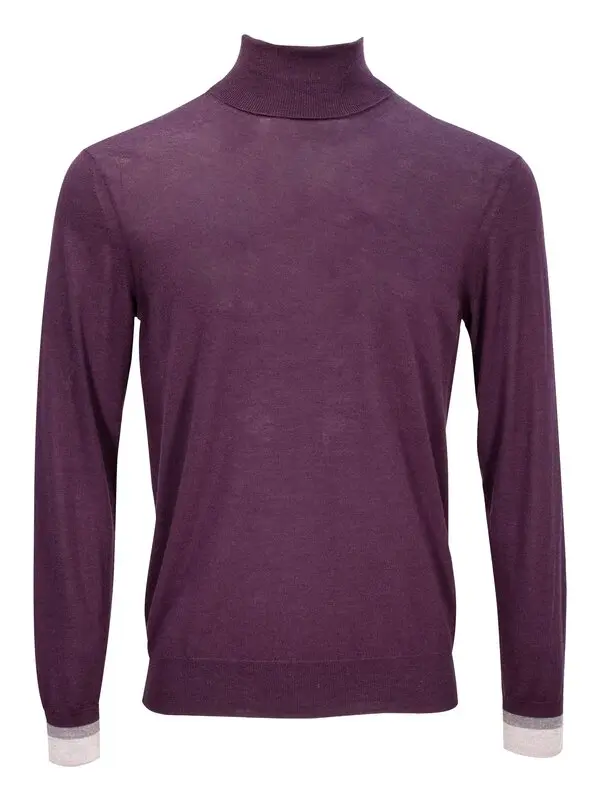 LORDS OF HARLECH Ronald Merino Turtleneck Sweater - Purple
