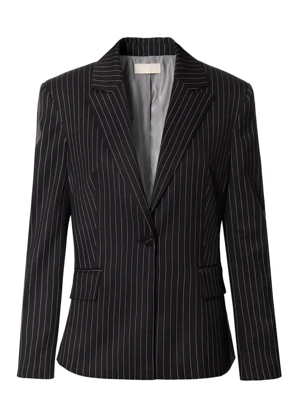 AGGI BY HALEWSKI Striped Short Blazer - Black