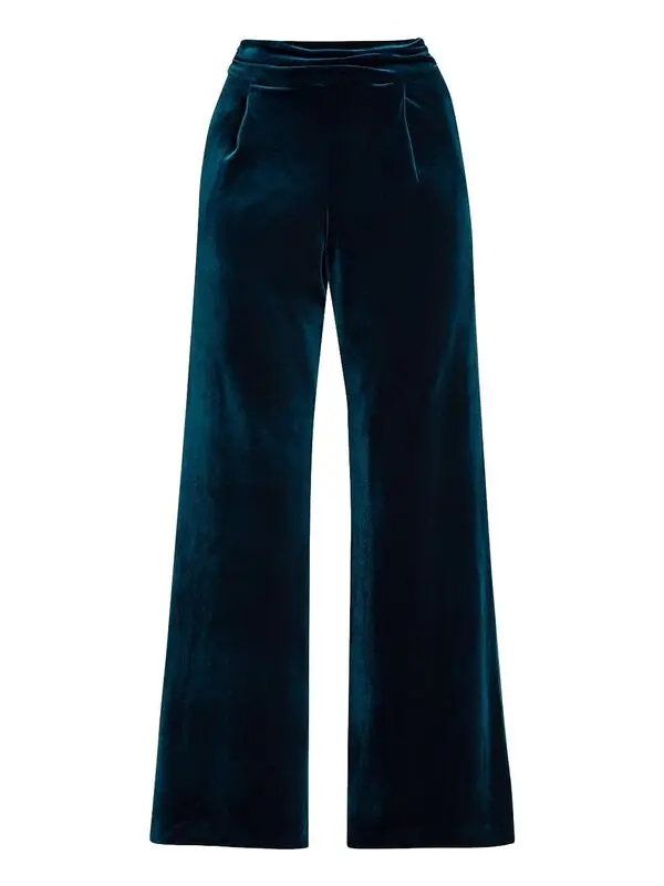 RUMOUR LONDON Avery Velvet Wide-leg Trousers - Green