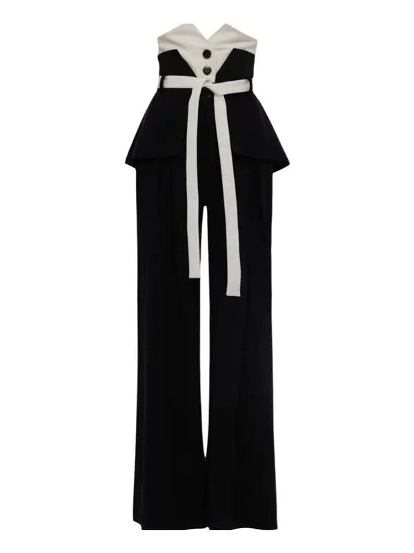 JULIA ALLERT Flared Pants With Corset Waistband - Black/white