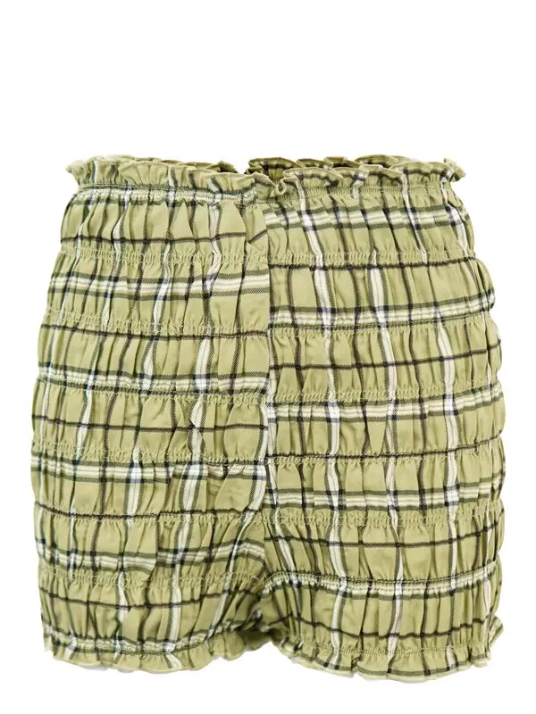 AMY LYNN Danica Plaid Shirred Shorts - Green