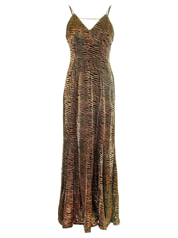 AMY LYNN Talia Tiger Velvet Burnout Maxi Dress - Brown
