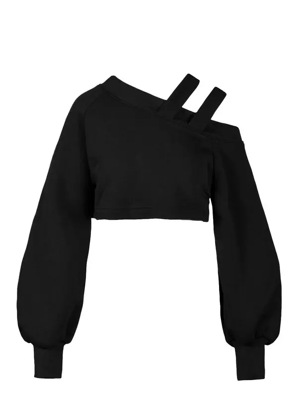 IOANA CIOLACU Cold Shoulder Crop Top - Black