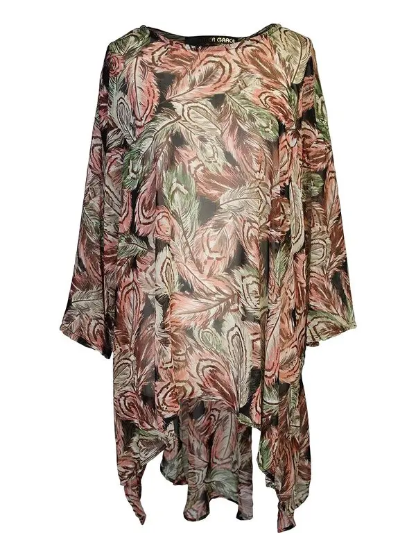 JENNAFER GRACE Feather Forest Print Blouse - Black