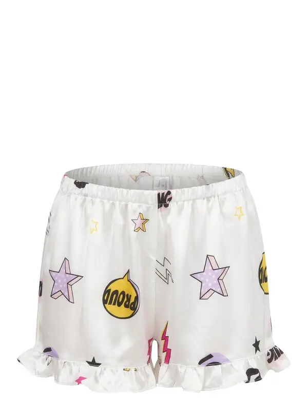 FAVETTE Printed Silk Shorts - White