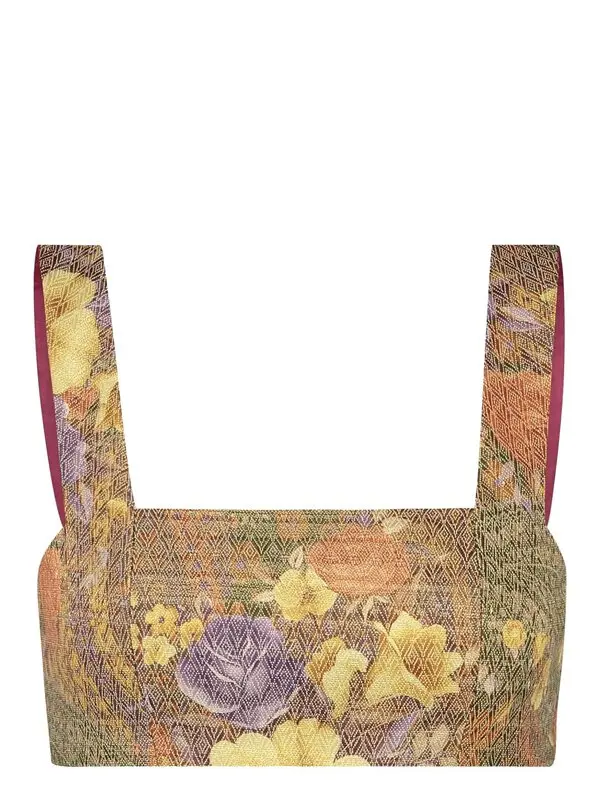 MONIQUE SINGH Floral Jacquard Crop Top - Yellow
