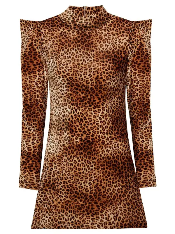 PCFG Neutrals Leopard Print Mini Dress - Brown