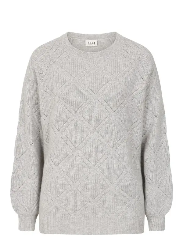 LOOP CASHMERE Diamond Stitch Cashmere Sweater - Grey