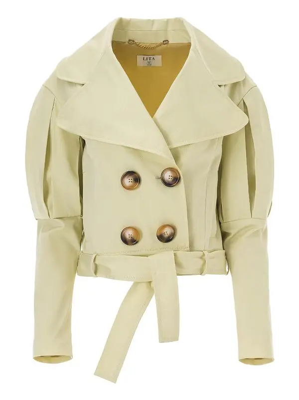 LITA COUTURE Tailored Jacket With Oversized Lapels - Yellow