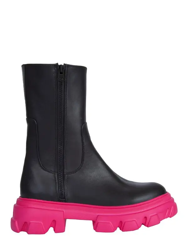 URBNKICKS Leather Boots With Superlite Soles - Pink/black