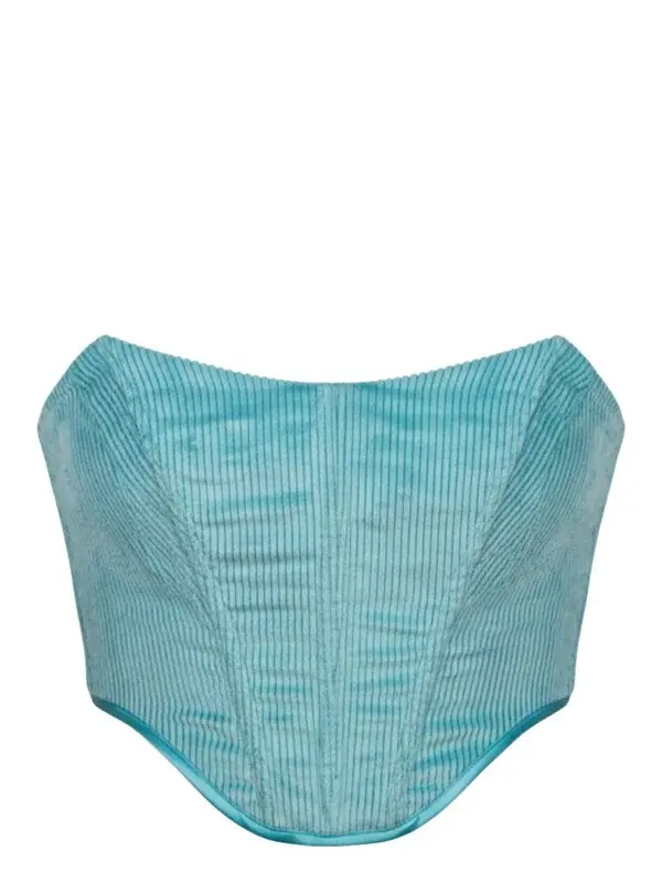 THE COOLGIRL NYC Kiana Corduroy Corset Top - Blue