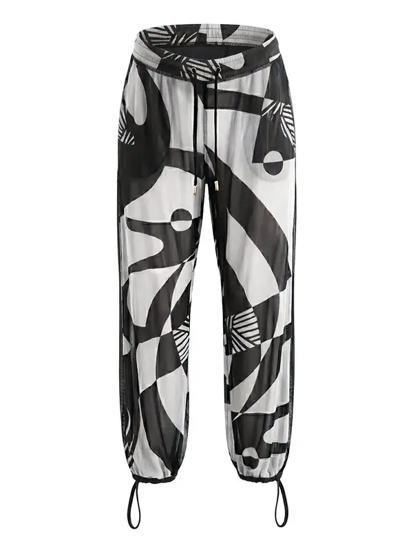 SEROTONE SWIM Mesh Drawcord Joggers Geo - Black