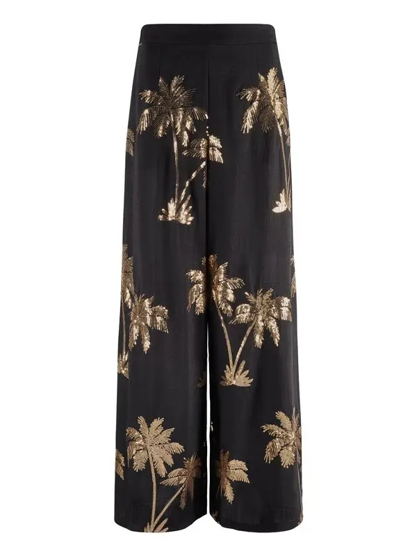 TRAFFIC PEOPLE Rene Sequin Wide Leg Trousers - Black/gold