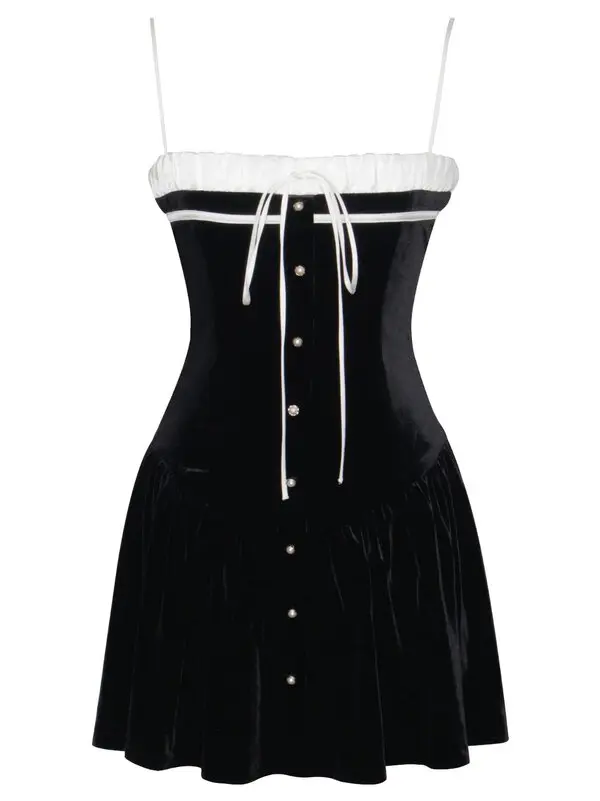 MISS CIRCLE NEW YORK Velvet A-line Corset Mini Dress - Black