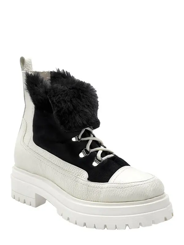 BEAUTIISOLES BY ROBYN SHREIBER Francy Leather And Suede Ankle Boot - Black/white