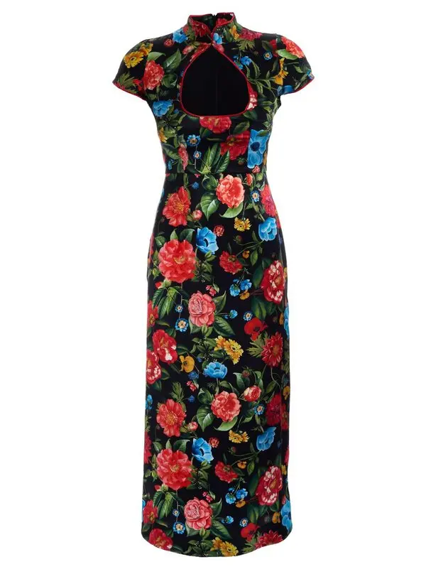 SOFIA TSERETELI Silk Cheongsam Dress - Black