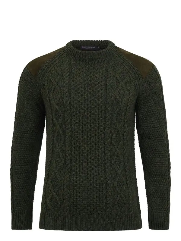 PAUL JAMES KNITWEAR Merino Wool Archie Shooting Jumper - Green