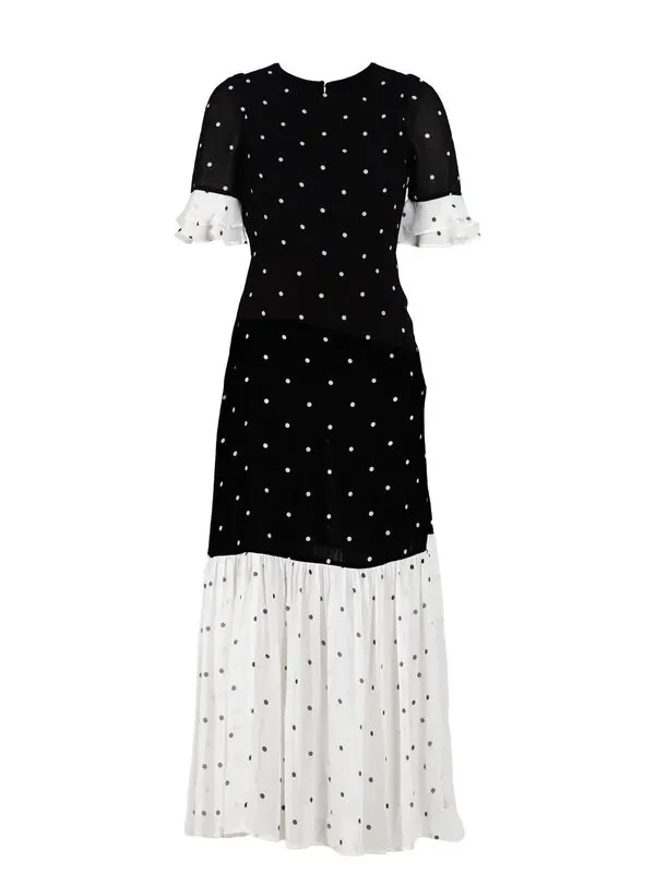 ROSE & NANCY Saphi Pindot Spot Midi Dress - Black