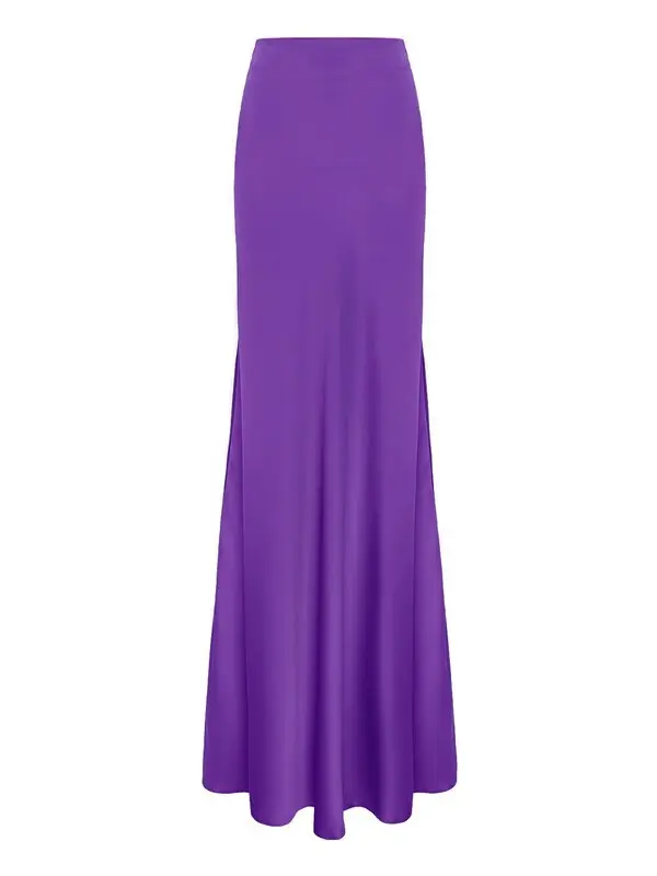 BLUZAT Satin Maxi Skirt - Purple