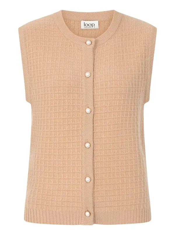 LOOP CASHMERE Textured Cashmere Waistcoat - Gold/brown
