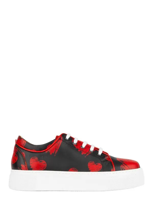 EMBASSY LONDON USA Camila Lovehearts Sneakers - Black/red