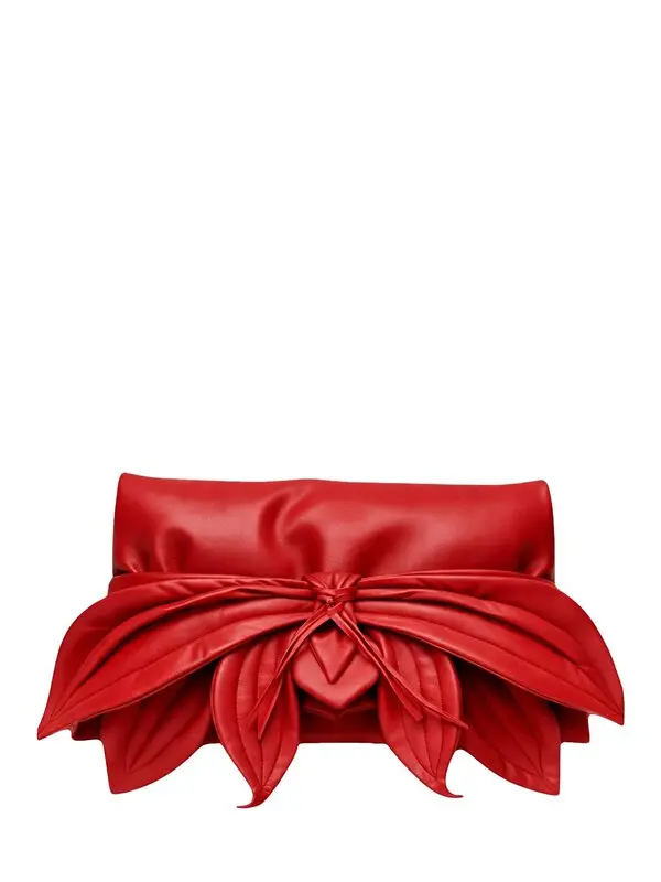 JULIA ALLERT Petal Faux Leather Clutch - Red