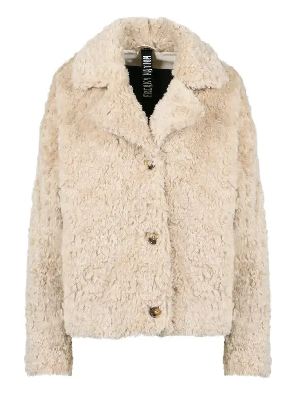 FREAKY NATION Curly Fake Fur Jacket - Beige