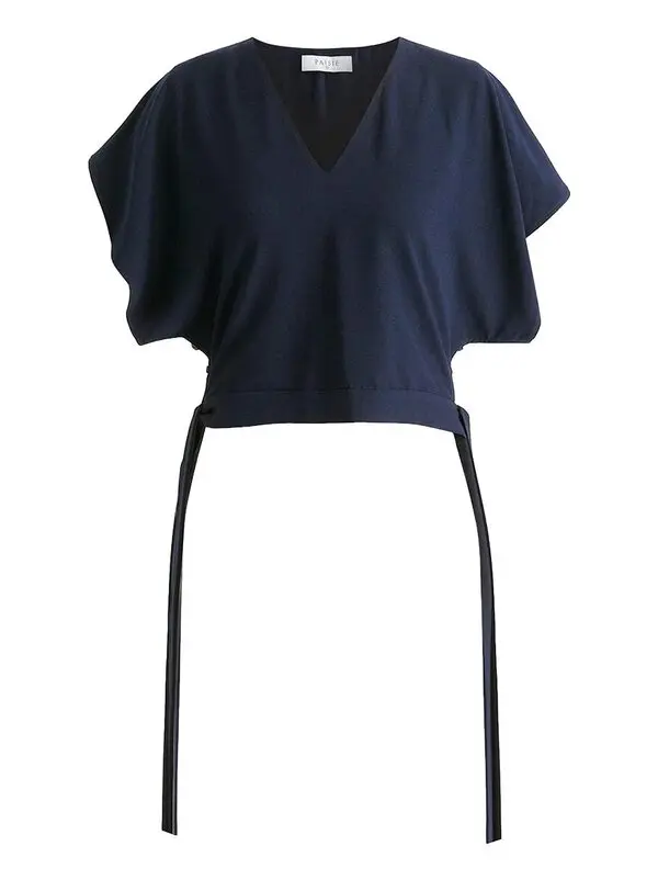 PAISIE V-neck Top With Batwing Sleeves - Blue