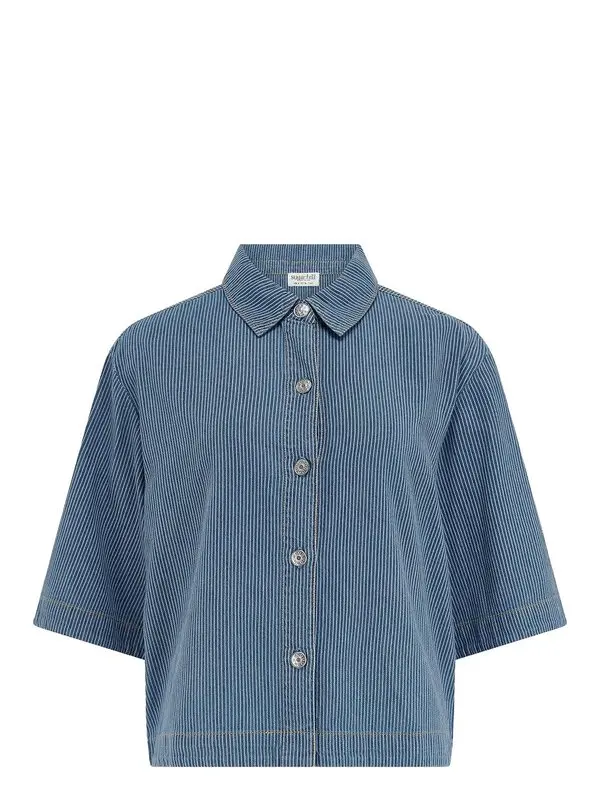 SUGARHILL BRIGHTON Striped Denim Amity Jacket - Blue